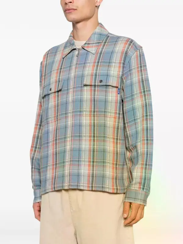 AWAKE NY Rivington Checked Zip Shirt - Blue
