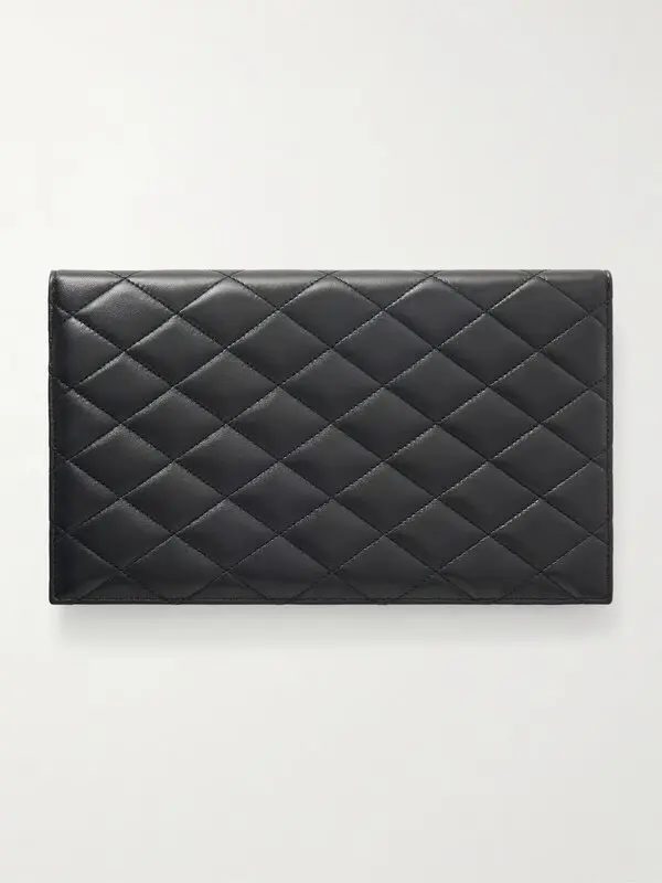 Saint Laurent Paris Matelassé Leather Pouch - Black