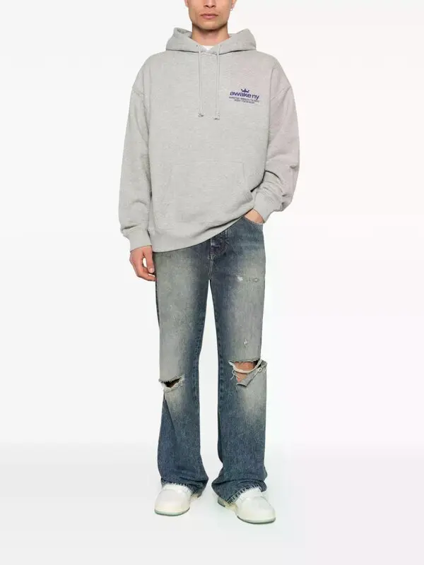 AWAKE NY Logo Print Hoodie - Grey
