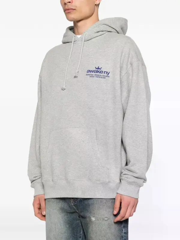 AWAKE NY Logo Print Hoodie - Grey