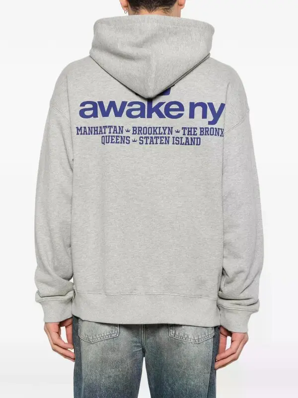 AWAKE NY Logo Print Hoodie - Grey