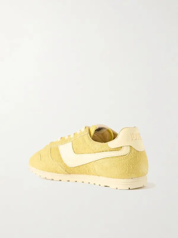 AUTRY Windspin Leather-trimmed Sneakers - Yellow