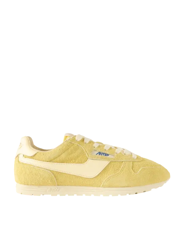 AUTRY Windspin Leather-trimmed Sneakers - Yellow