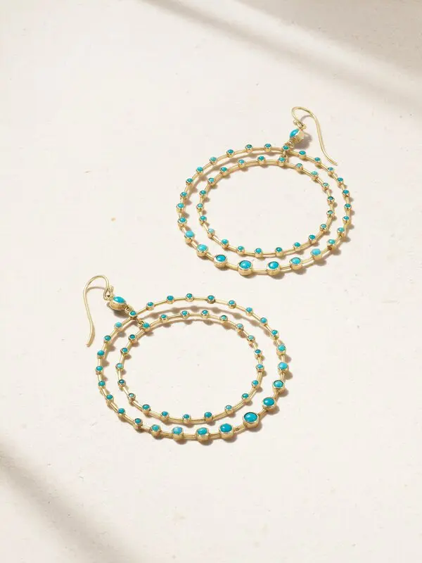 Established 18-karat Turquoise Hoop Earrings - Gold