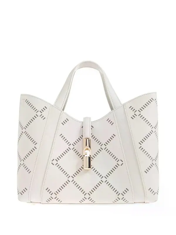 Furla Goccia Perforated Handle Tote - White
