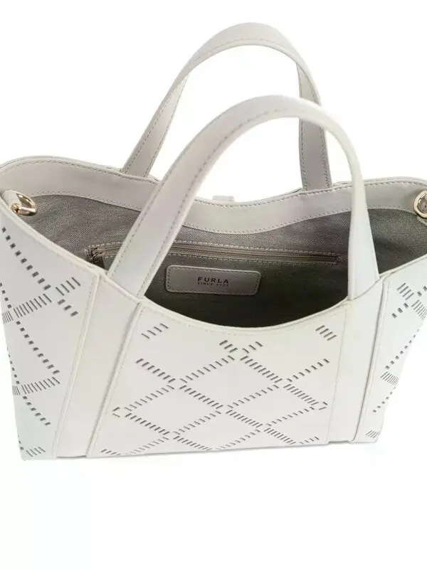 Furla Goccia Perforated Handle Tote - White