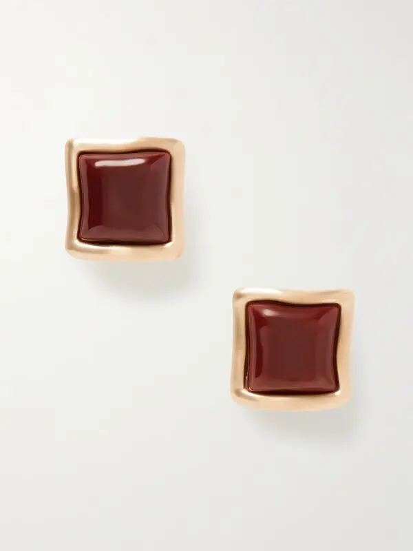 Cult Gaia Suni Gold-tone And Resin Earrings - Burgundy