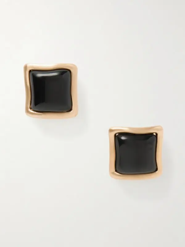 Cult Gaia Suni Gold-tone And Resin Earrings - Black