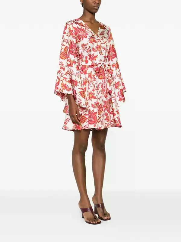 Etro Floral-print Tie-waist Mini Dress - White