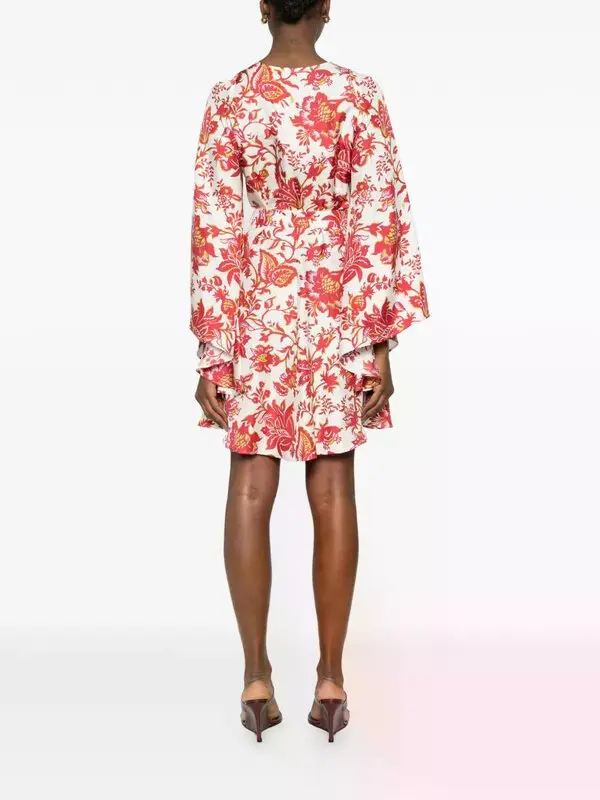 Etro Floral-print Tie-waist Mini Dress - White