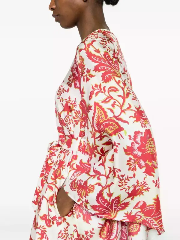 Etro Floral-print Tie-waist Mini Dress - White