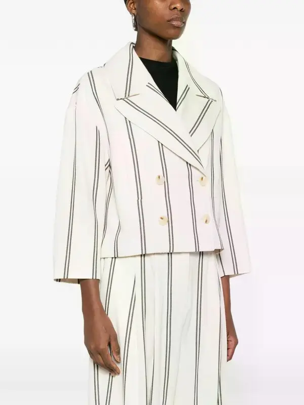 PSOPHIA Stripe-pattern Double-breasted Jacket