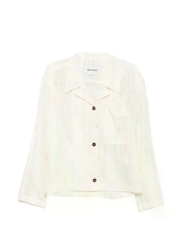 LOW CLASSIC Buttoned Crochet Knit Jacket - Neutrals