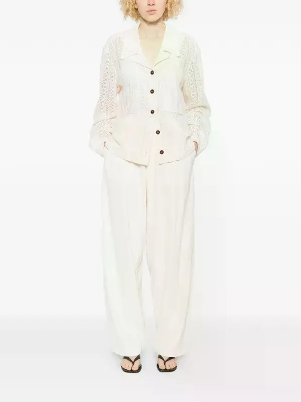 LOW CLASSIC Buttoned Crochet Knit Jacket - Neutrals