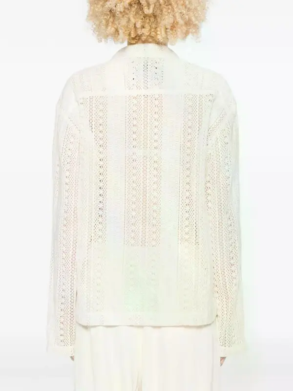 LOW CLASSIC Buttoned Crochet Knit Jacket - Neutrals