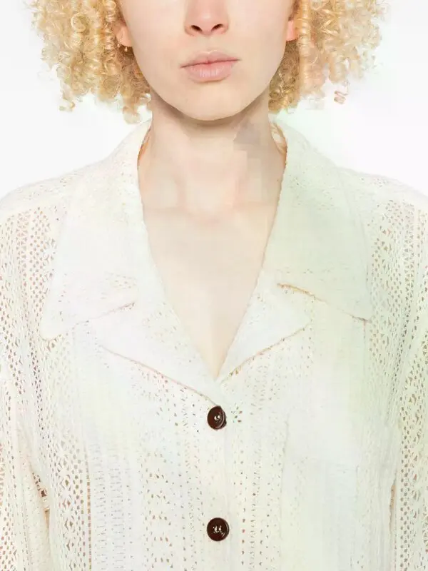 LOW CLASSIC Buttoned Crochet Knit Jacket - Neutrals