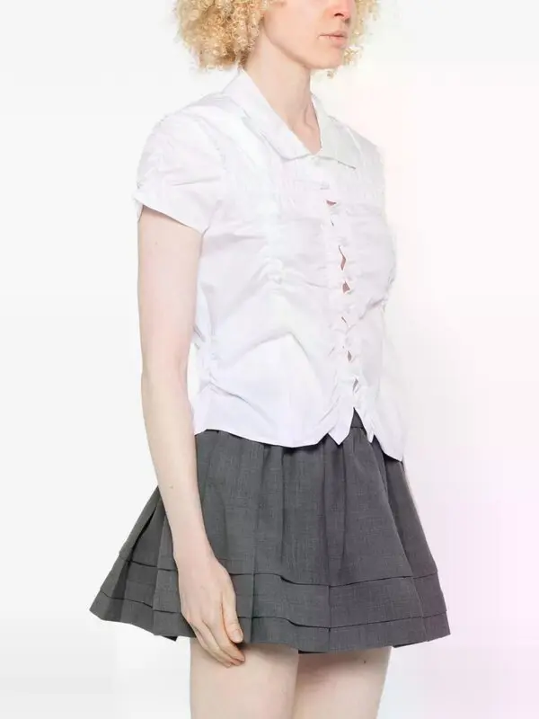 LOW CLASSIC Button-down Gathered Shirt - White
