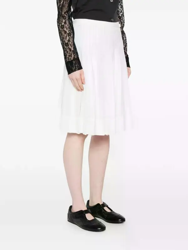 LOW CLASSIC Pleated Midi Skirt - White