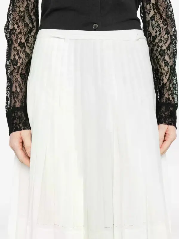 LOW CLASSIC Pleated Midi Skirt - White