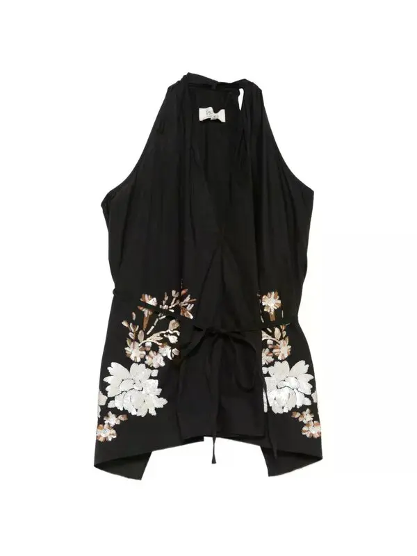 PSOPHIA Floral Halterneck Top - Black