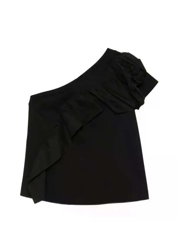 PSOPHIA Ruffled One-shoulder Top - Black