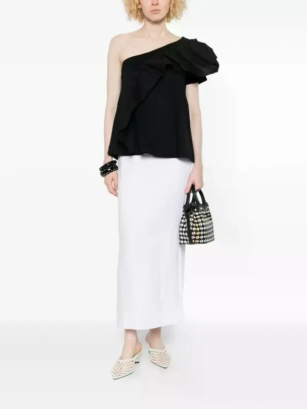 PSOPHIA Ruffled One-shoulder Top - Black
