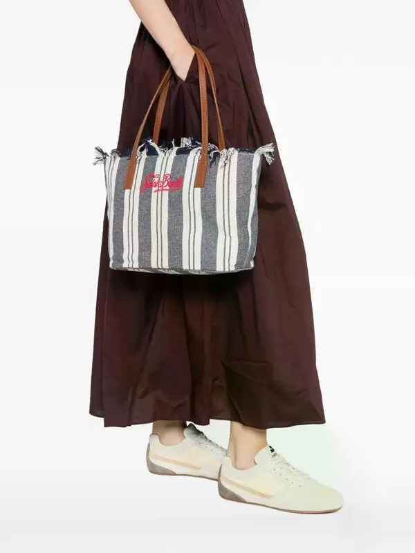 MC2 SAINT BARTH Striped Frayed Tote Bag