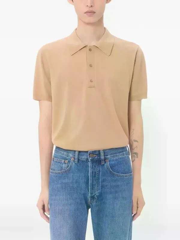 Valentino Garavani Wool Polo Shirt With Vlogo Embroidery - Neutrals