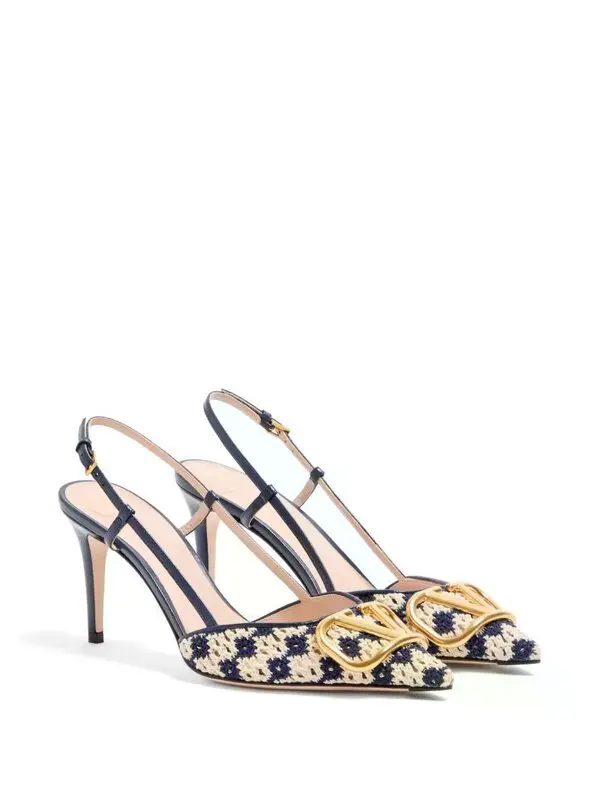 Valentino Garavani Logo Plaque Slingback Pumps - Blue
