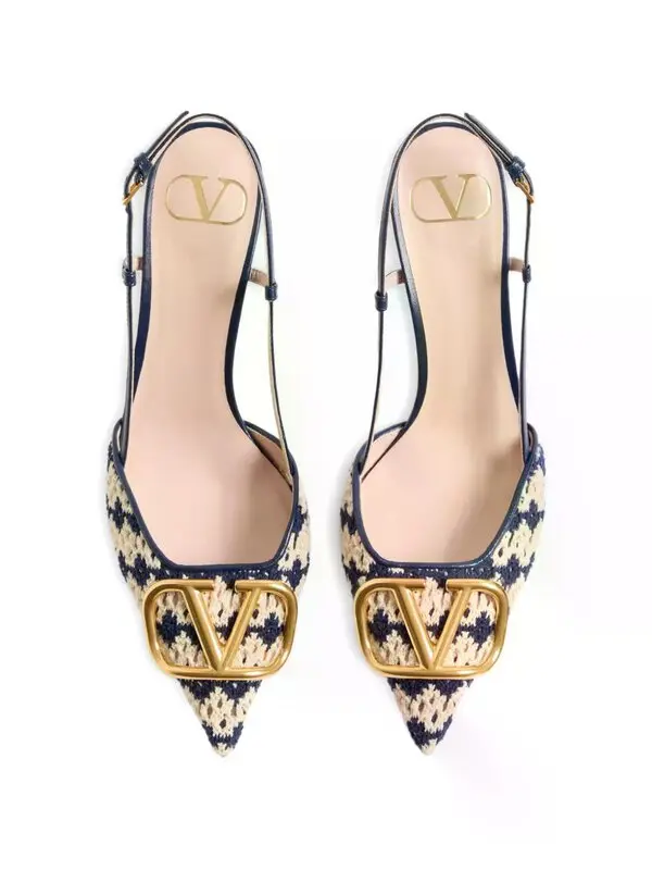 Valentino Garavani Logo Plaque Slingback Pumps - Blue