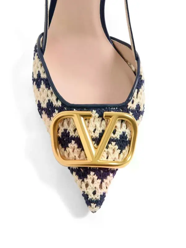 Valentino Garavani Logo Plaque Slingback Pumps - Blue