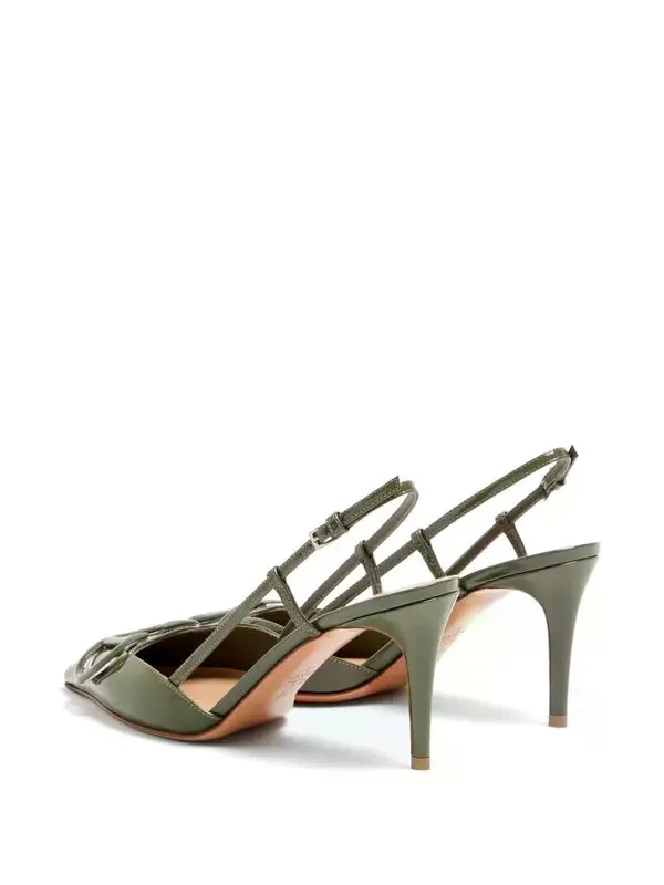 Valentino Garavani Vlogo Signature Patent Leather Slingback Pumps - Green