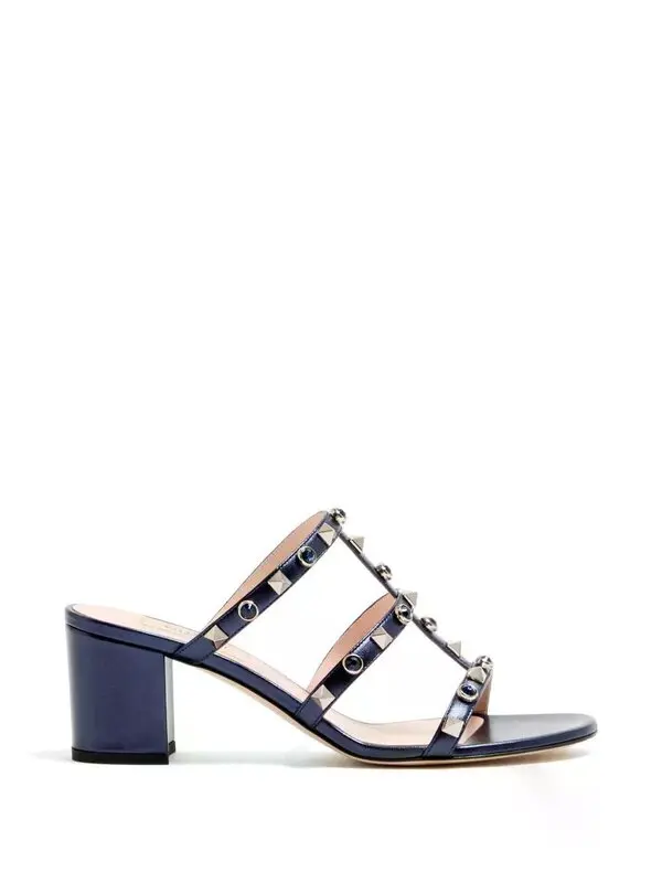 Valentino Garavani Rockstud Slide Sandals With Cabochon - Blue