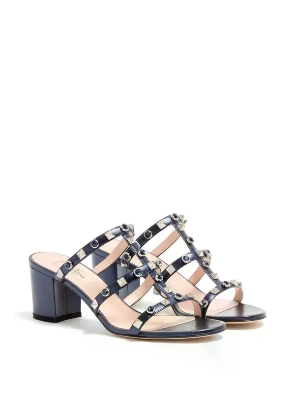 Valentino Garavani Rockstud Slide Sandals With Cabochon - Blue