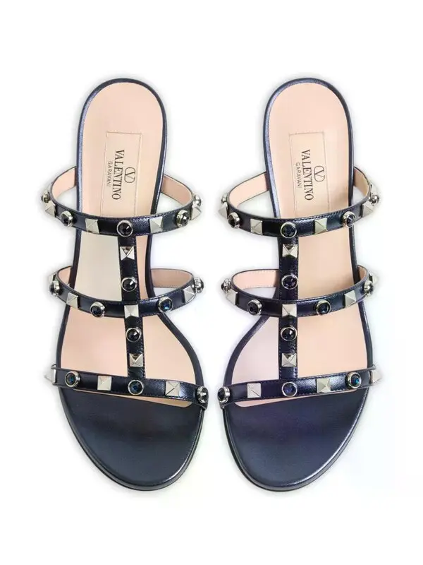 Valentino Garavani Rockstud Slide Sandals With Cabochon - Blue