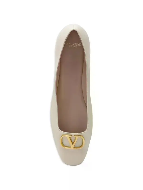 Valentino Garavani Vlogo Signature Leather Ballet Flats - Neutrals
