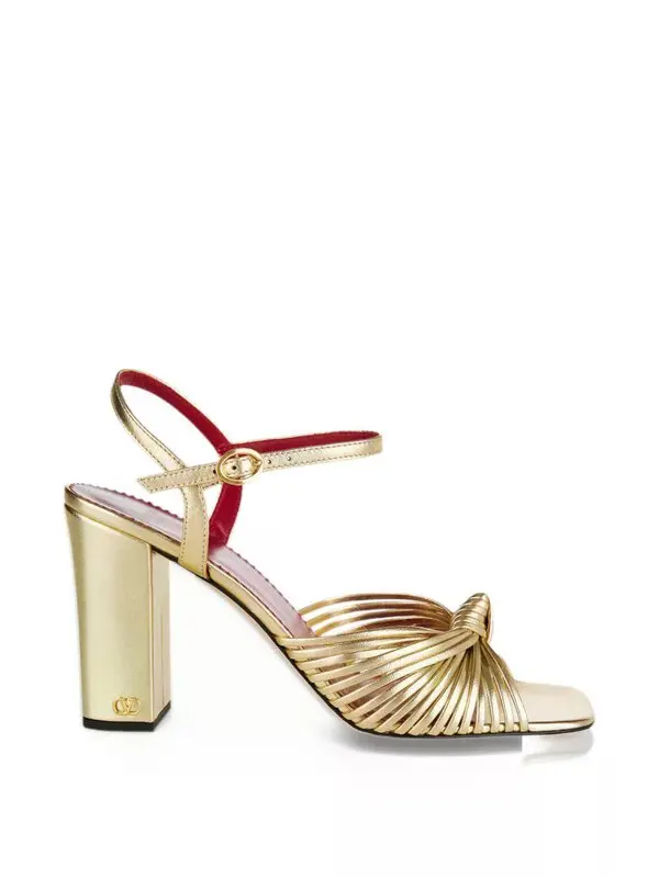 Valentino Garavani Annet Laminated Nappa Leather Sandals - Gold