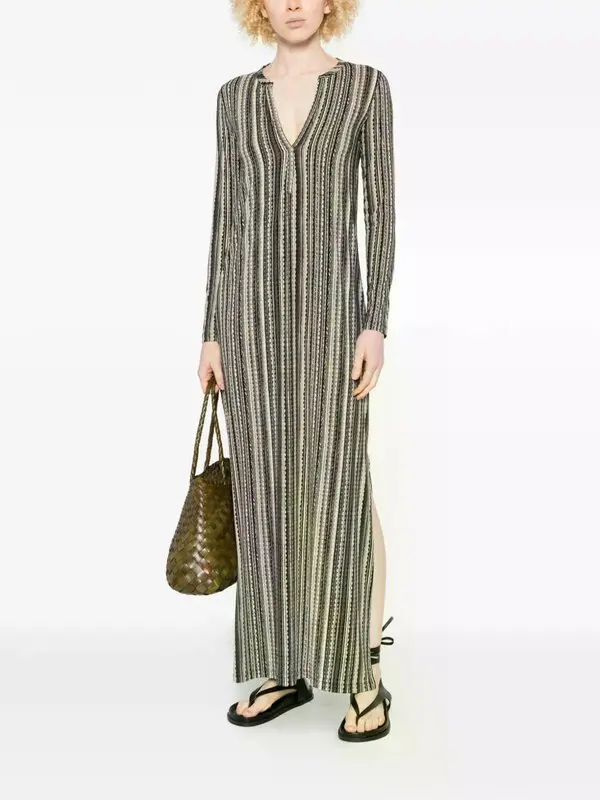 SIYU Striped V-neck Maxi Dress