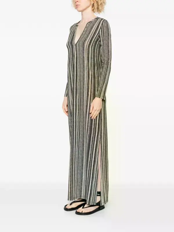 SIYU Striped V-neck Maxi Dress