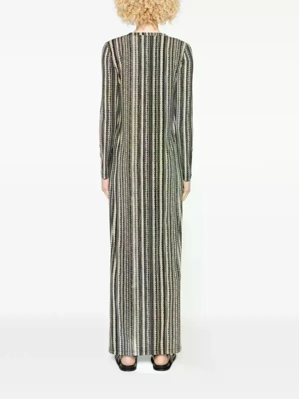 SIYU Striped V-neck Maxi Dress