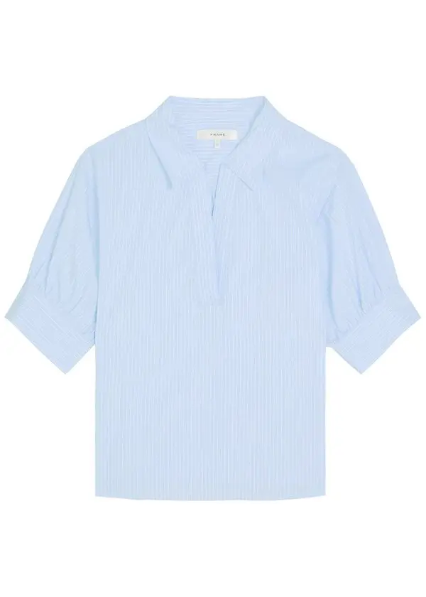 FRAME Striped Cotton Shirt With Puff Sleeves