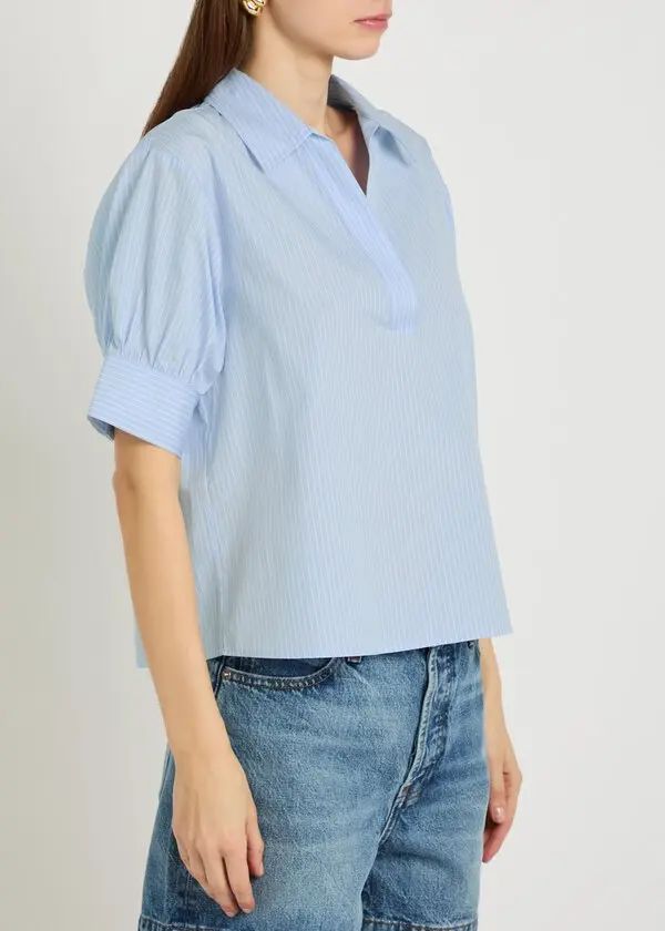 FRAME Striped Cotton Shirt With Puff Sleeves