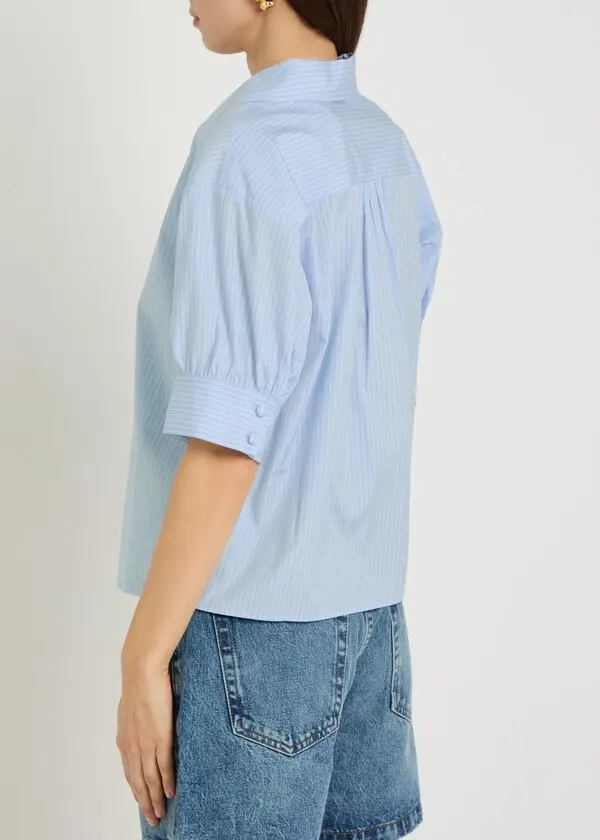 FRAME Striped Cotton Shirt With Puff Sleeves