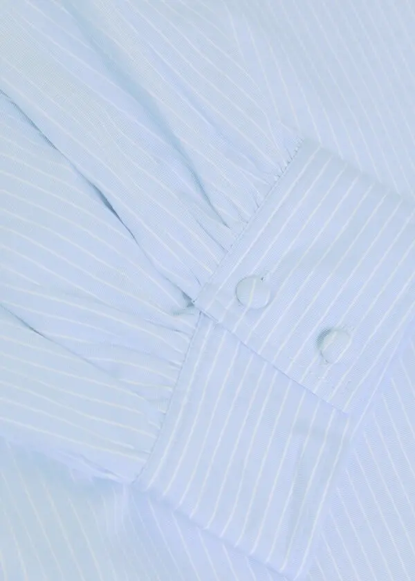 FRAME Striped Cotton Shirt With Puff Sleeves