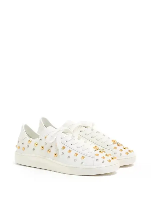 Valentino Garavani Royco Nappa Calfskin Sneakers With Stud Detail - White