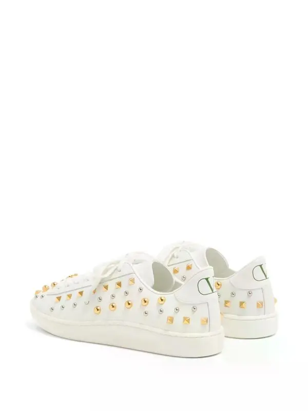 Valentino Garavani Royco Nappa Calfskin Sneakers With Stud Detail - White