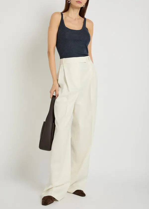 Gabriela Hearst Cinxia Cashmere And Silk-blend Tank - Denim