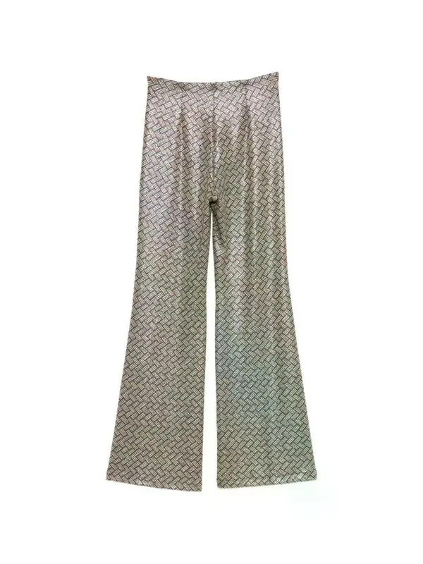 SIYU Tallis Patterned Flared Trousers - Neutrals