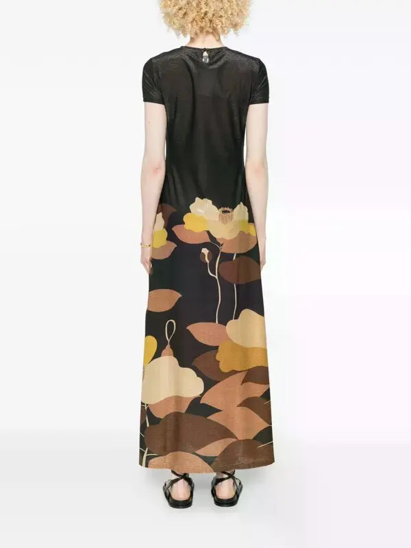 SIYU Glitter-embellished Floral T-shirt Dress - Black