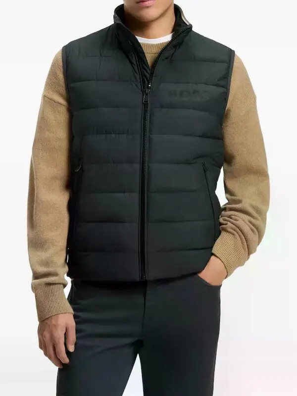 BOSS Water-repellent Puffer Vest With Logo Detail - Green